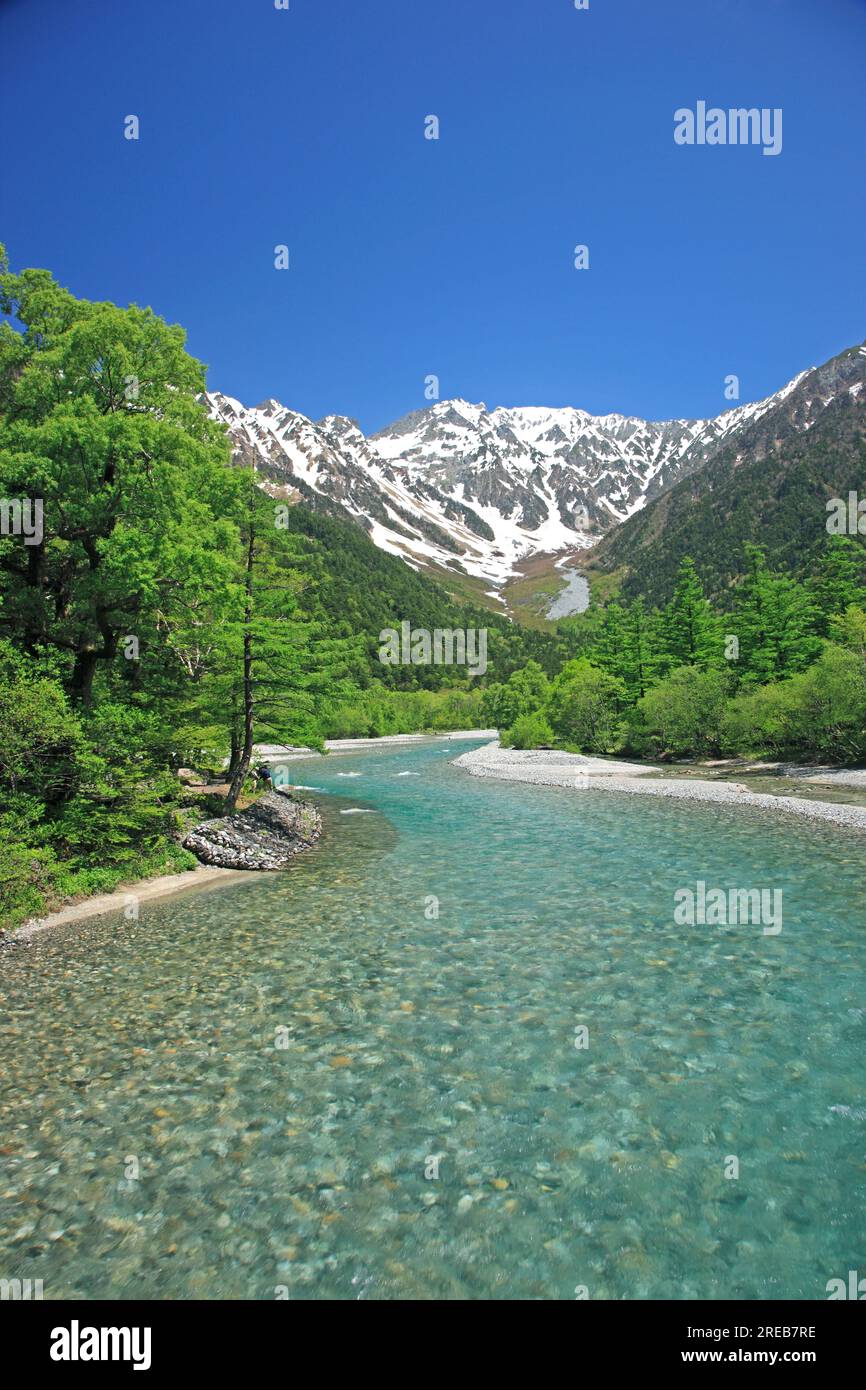 Hotaka mountain range and Azusa River Stock Photo - Alamy