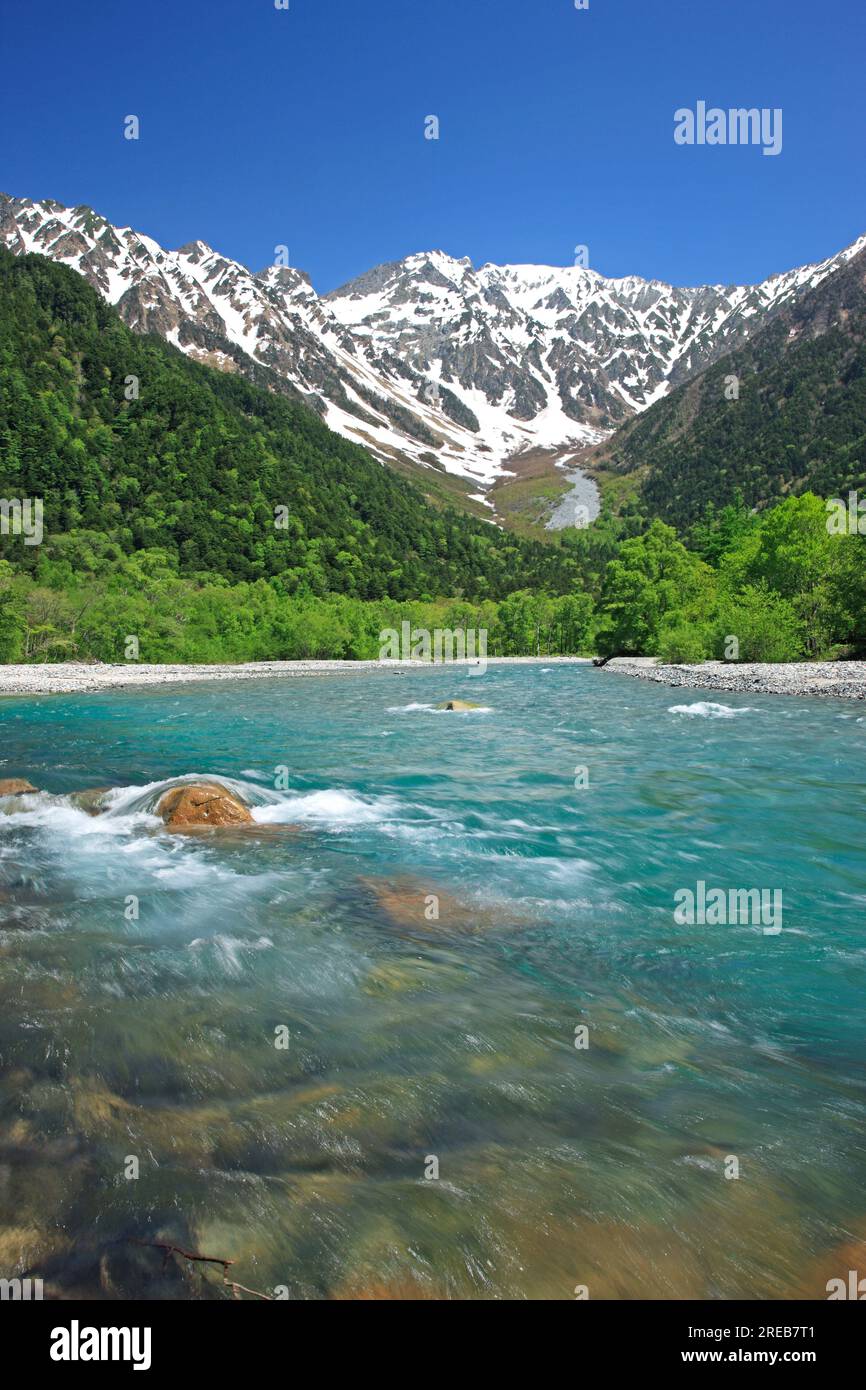 Hotaka mountain range and Azusa River Stock Photo - Alamy