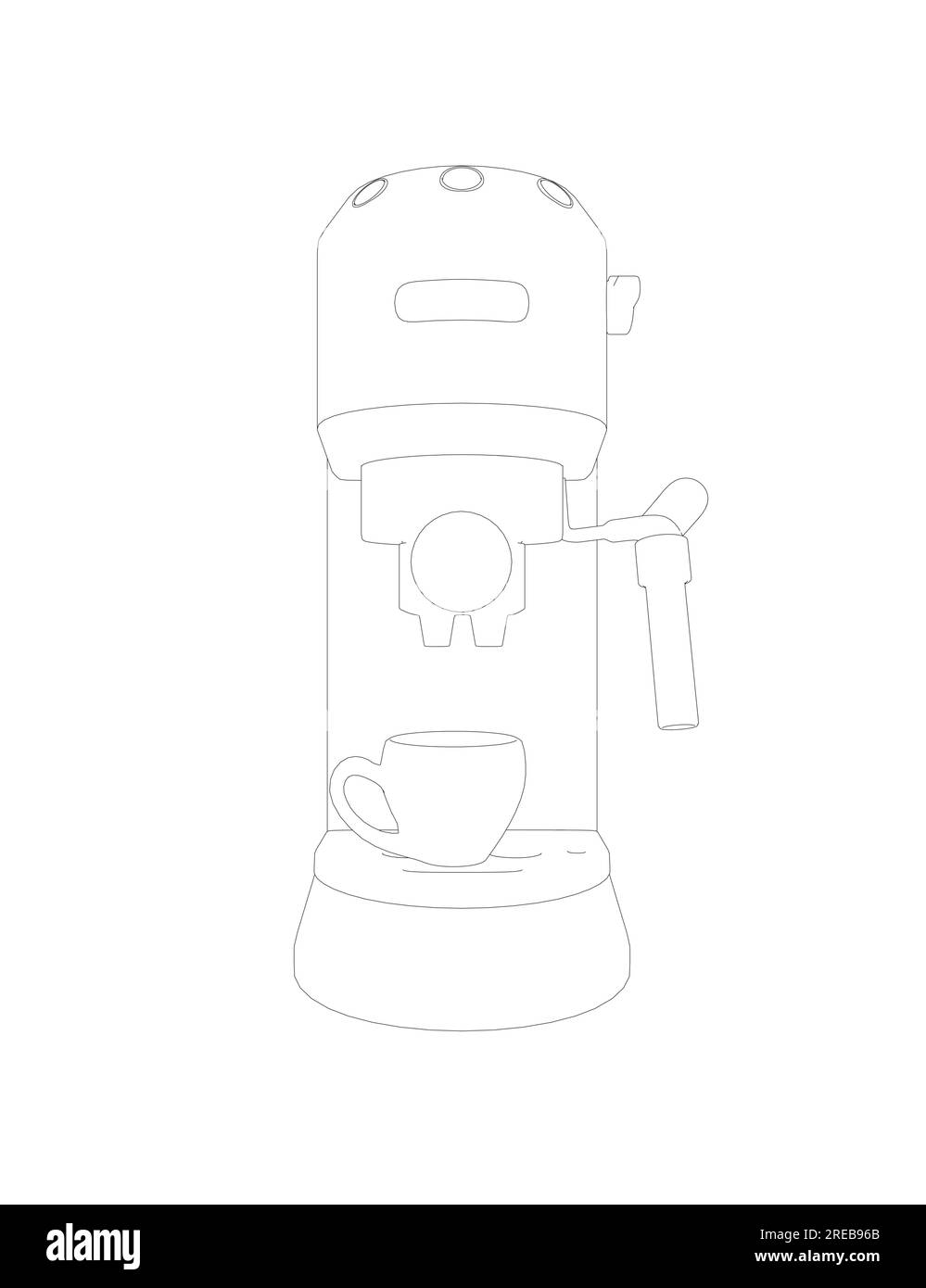 Coffee maker machine with coffee cup contour flat design. Outline Espresso Machine Flat Design ...