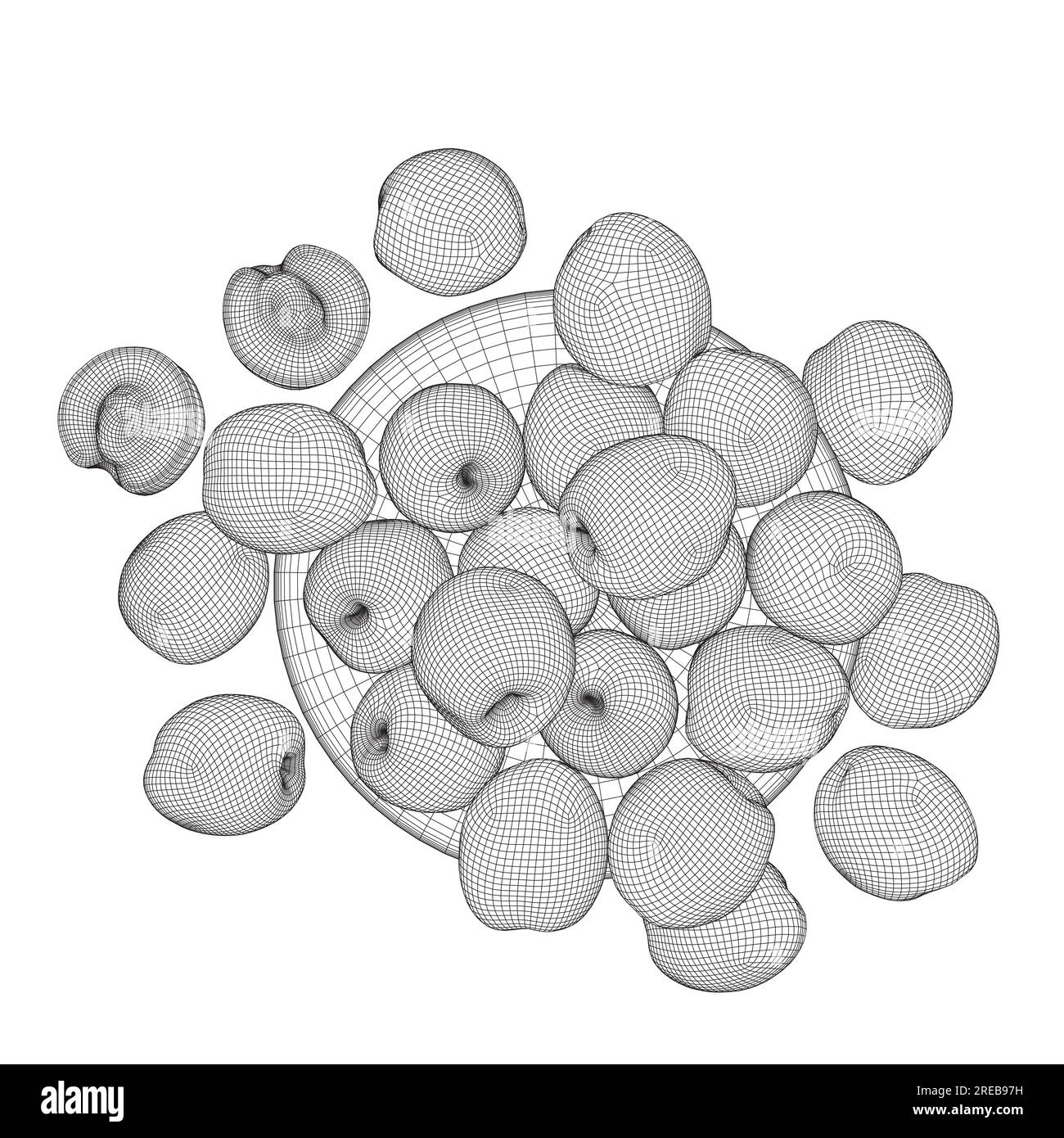 Vector illustration of peach fruit on plate. Half, slice and whole ...