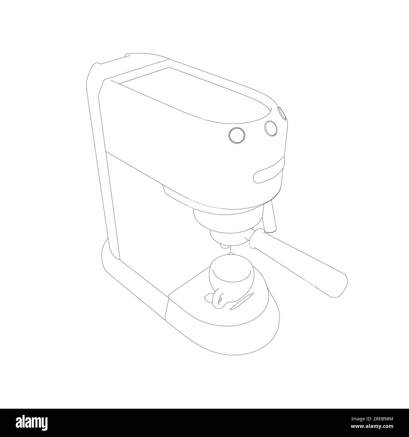 Coffee maker machine with coffee cup contour flat design. Outline Espresso Machine Flat Design ...