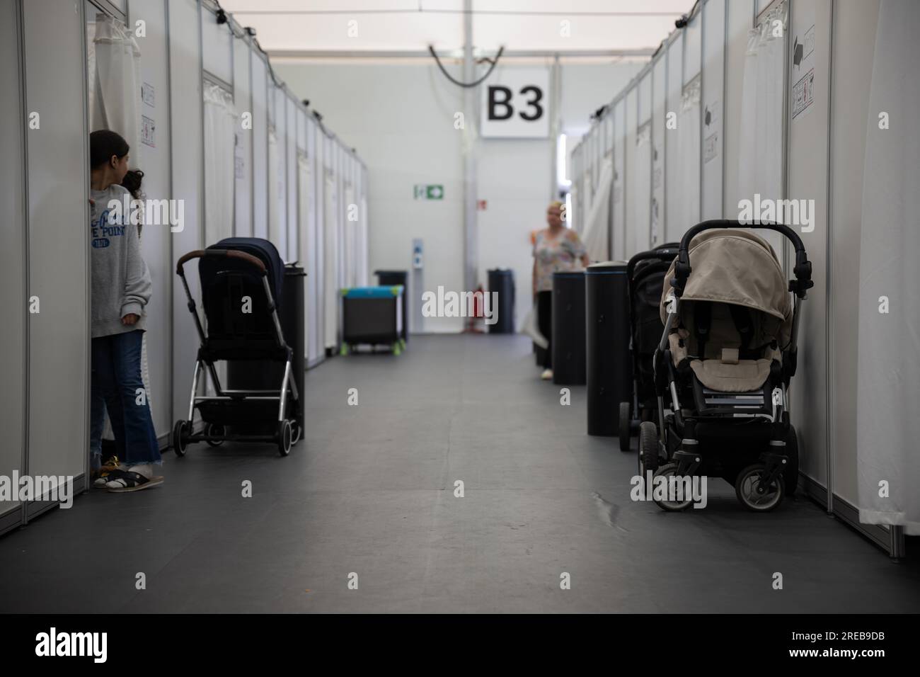 Berlin, Germany. 26th July, 2023. View along sleeping quarters in the ...