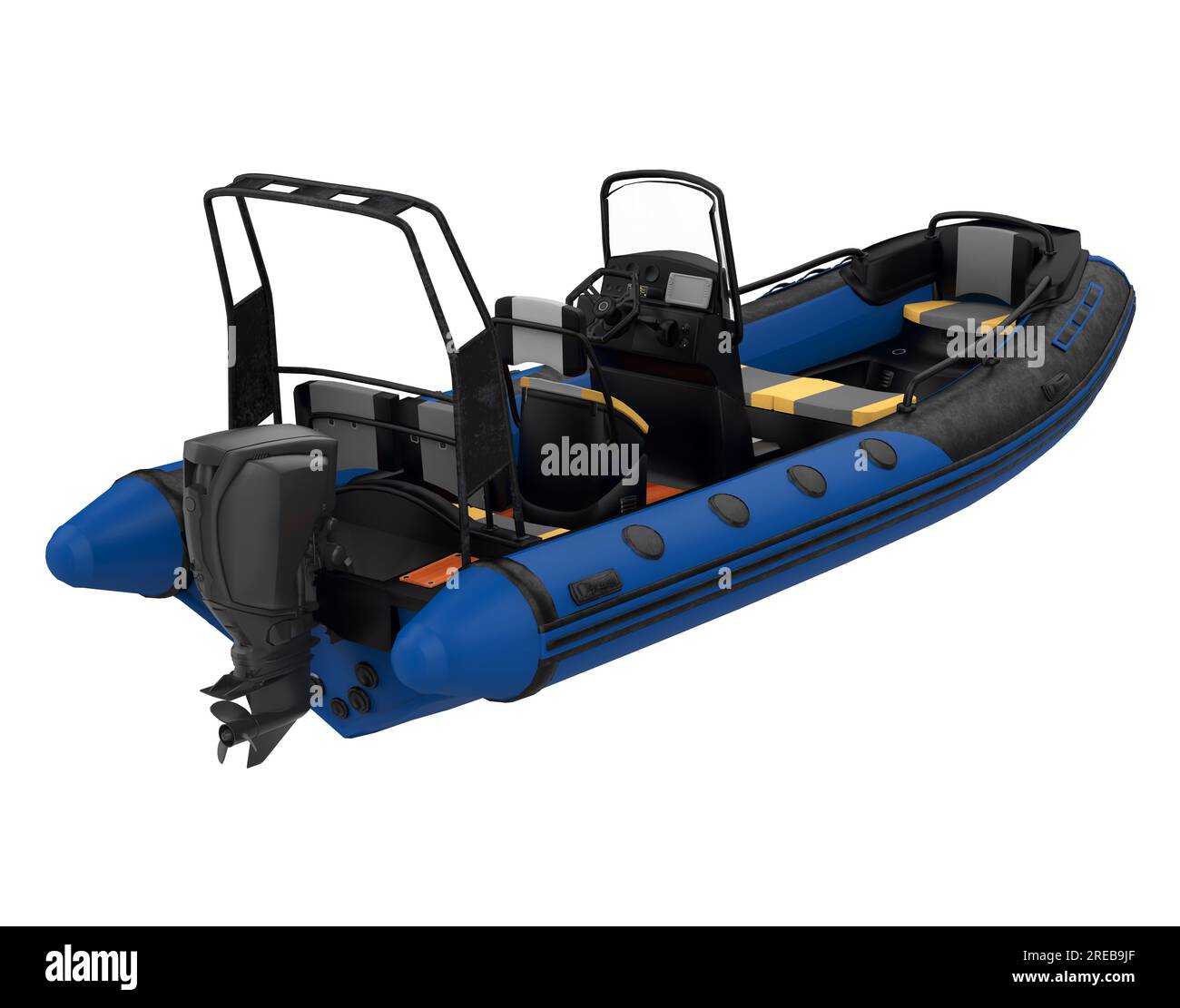 Inflatable Motor Boat Isolated Stock Photo - Alamy
