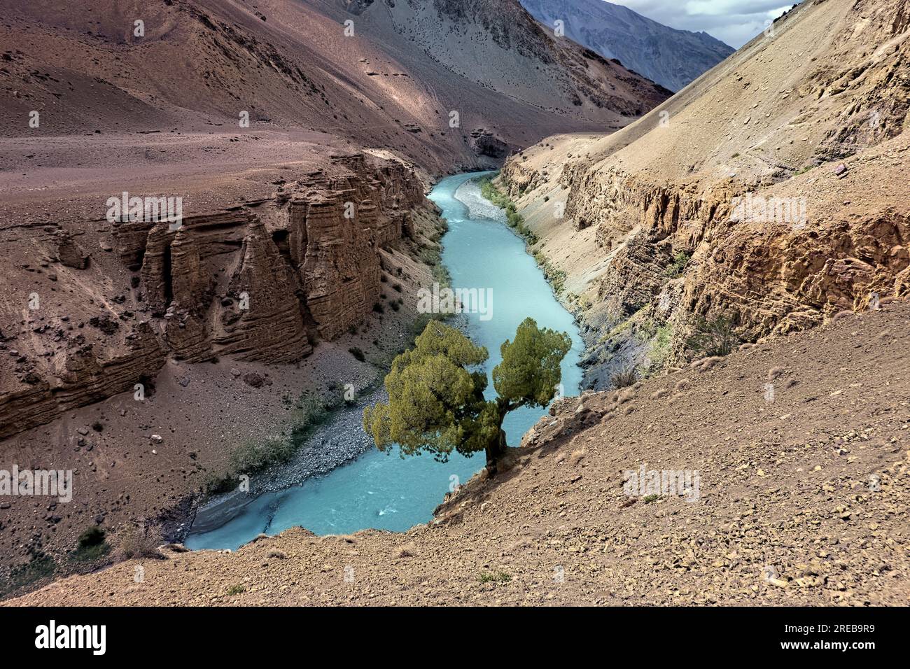 View of the Tsarab Chu River on a trek to Zanskar, Ladakh, India Stock ...
