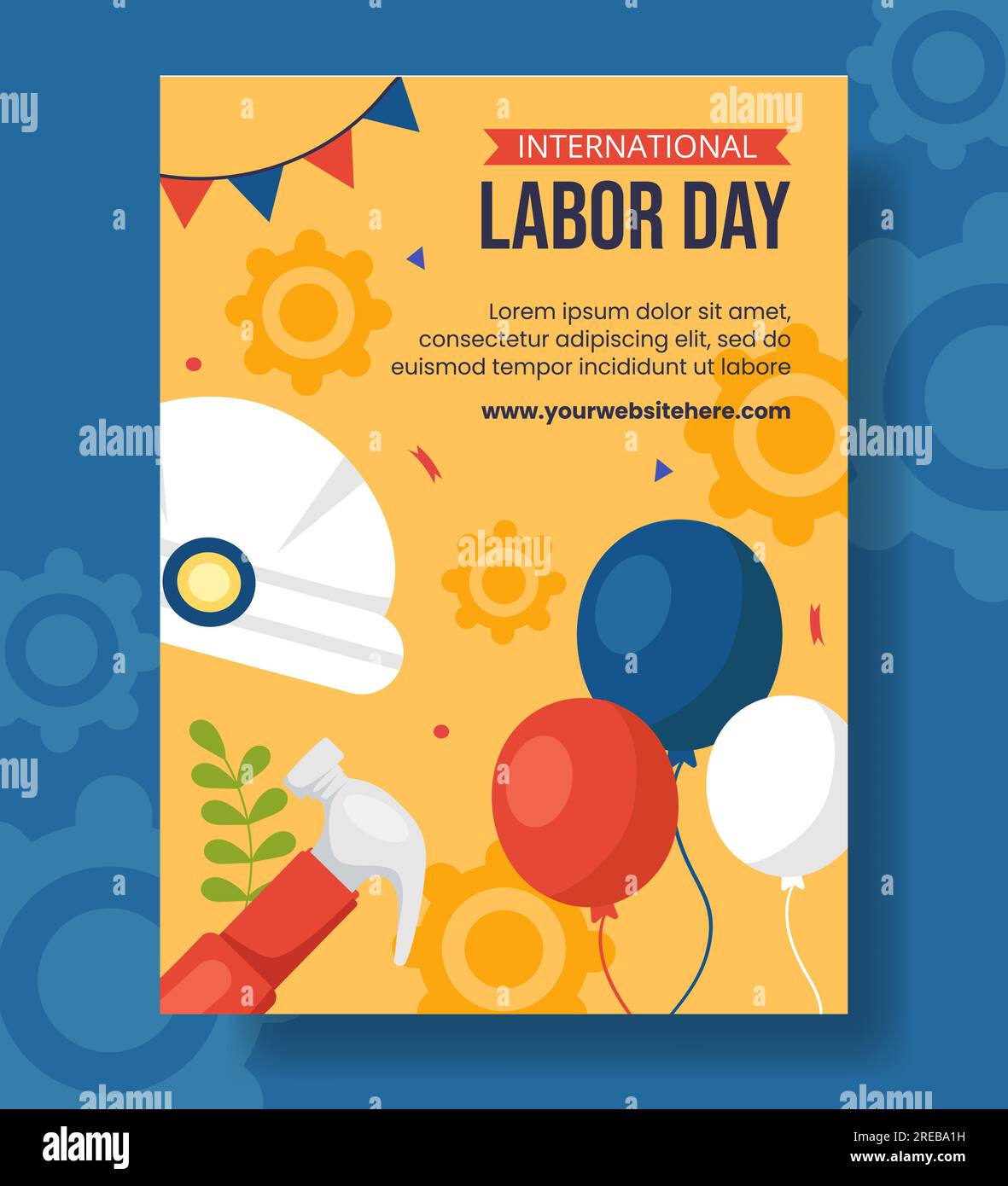 Happy Labor Day Vertical Poster Flat Cartoon Hand Drawn Templates ...