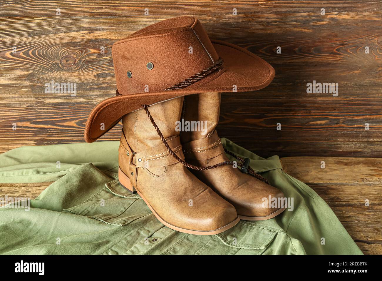 Cowboy Boots And Hat Background