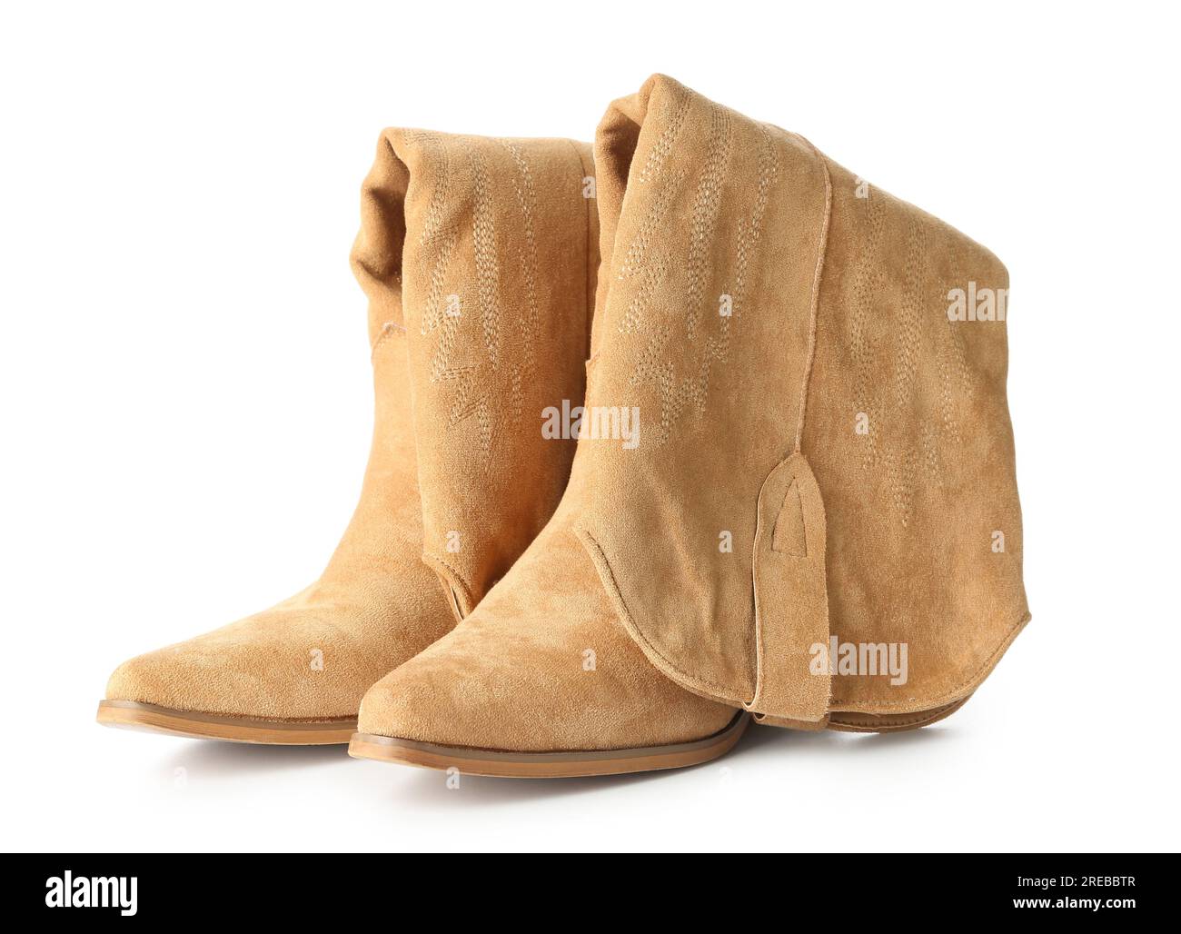 Suede cowboy boots isolated on white background Stock Photo - Alamy