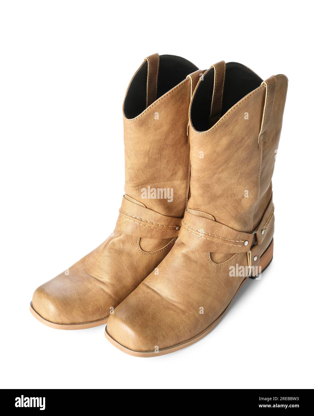 Leather cowboy boots isolated on white background Stock Photo - Alamy