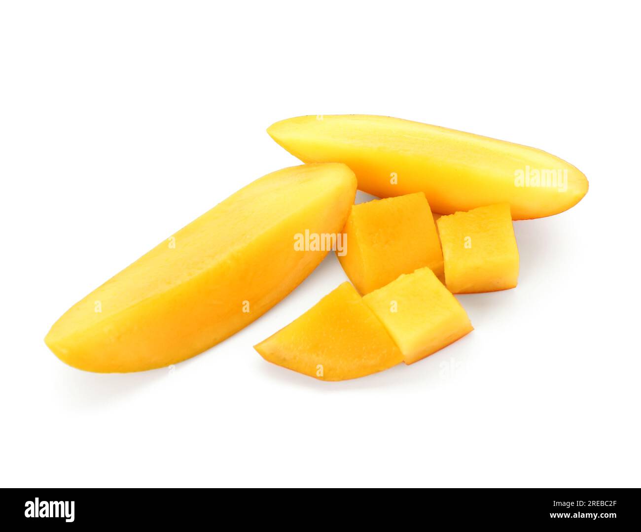 Pieces of fresh ripe mango on white background Stock Photo - Alamy