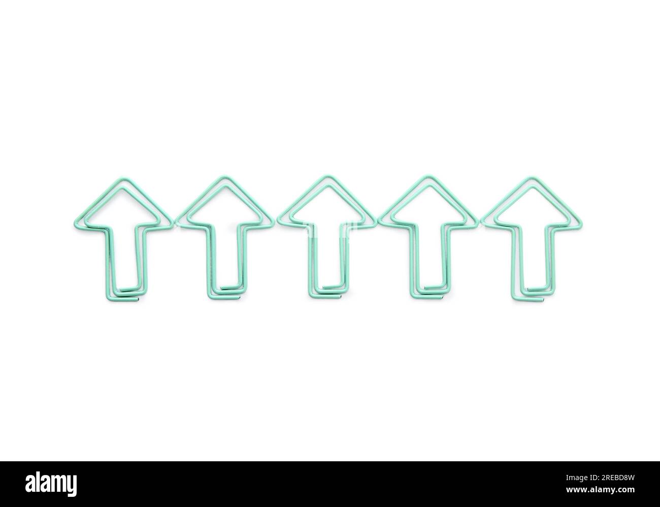Set of paper clips in shape of arrows on white background Stock Photo ...