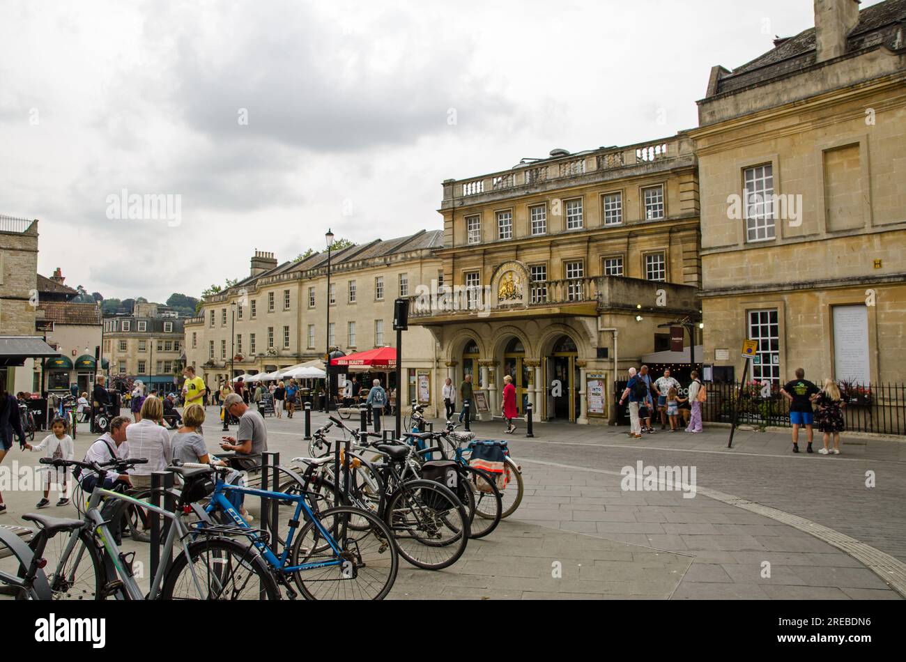 Bath, UK - September 3, 2022: View from Borough Walls across Saw Close ...