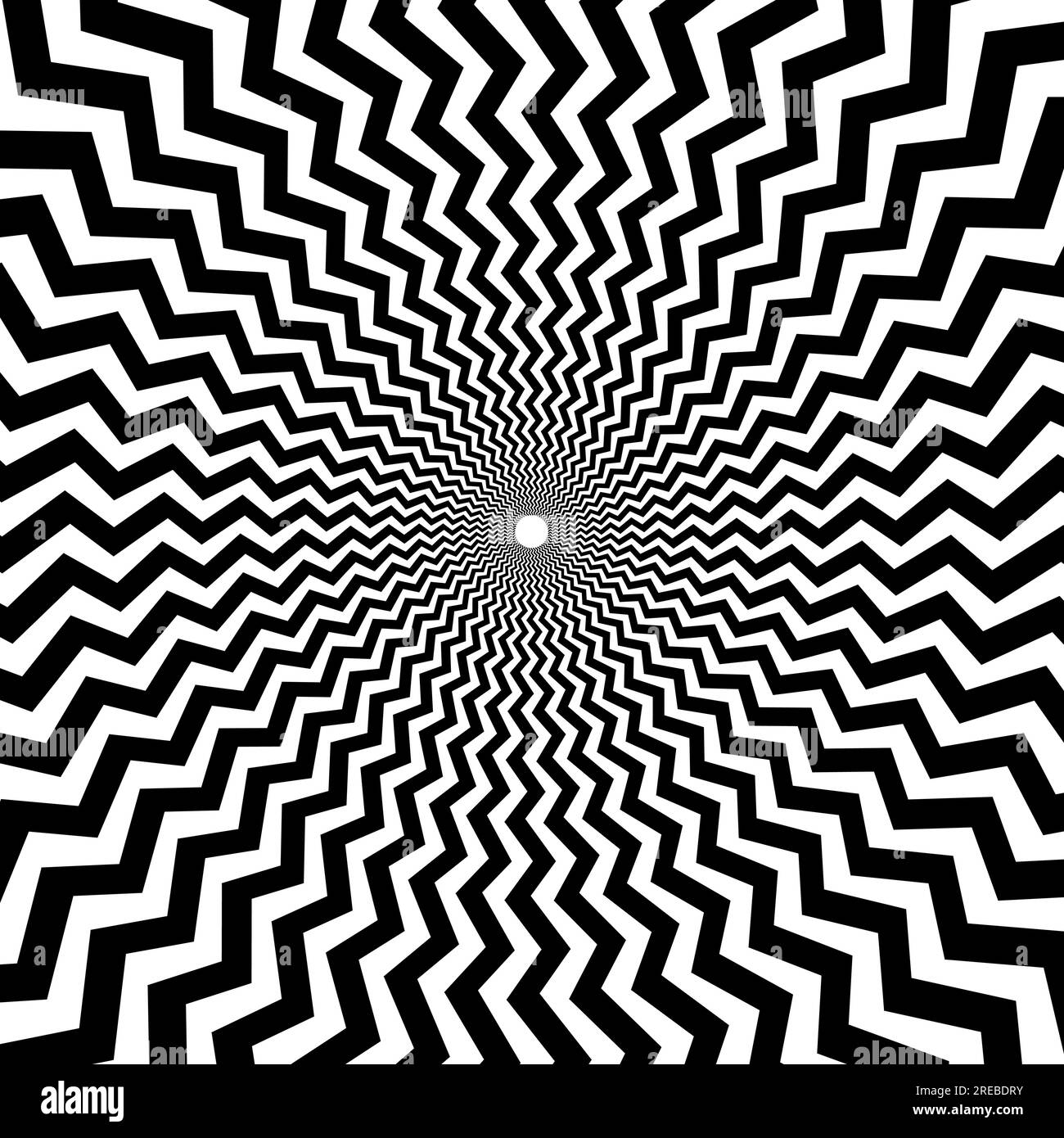 Optical illusion background. Black and white abstract distorted zigzag ...
