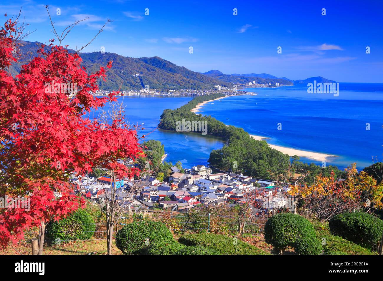 Amanohashidate in autumn leaves Stock Photo - Alamy