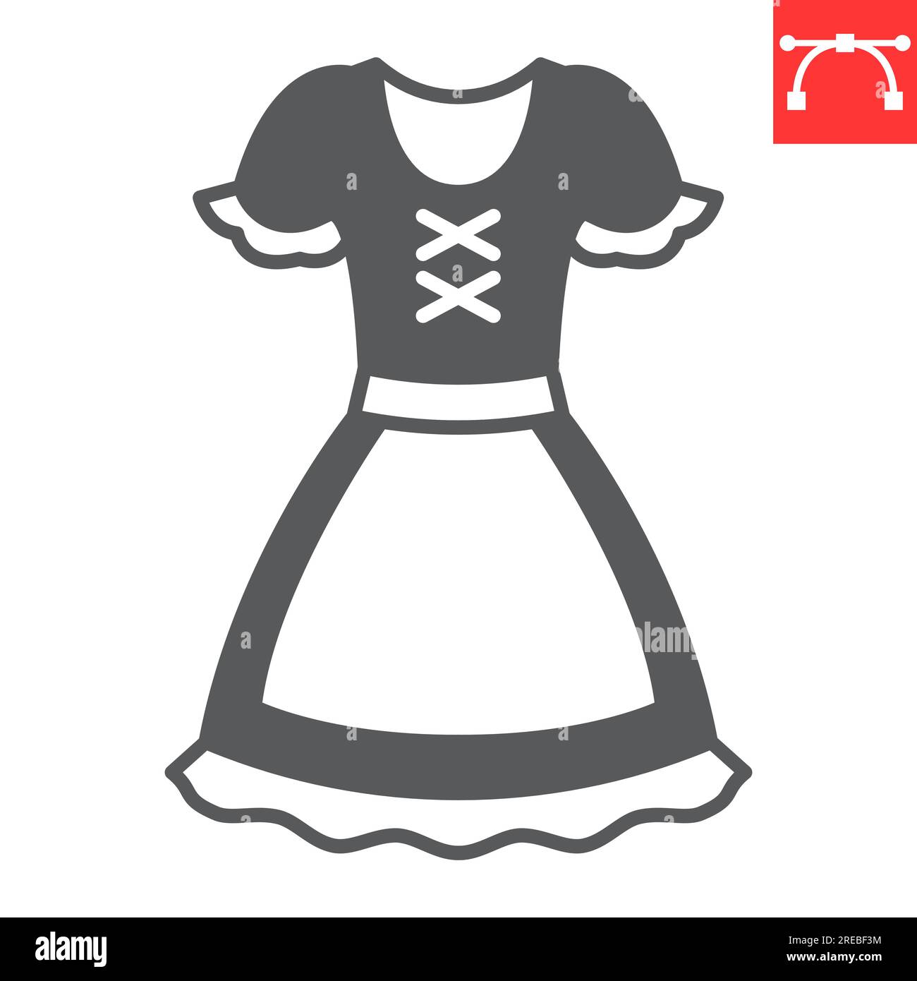Dirndl glyph icon, oktoberfest and clothing, festival costume vector ...