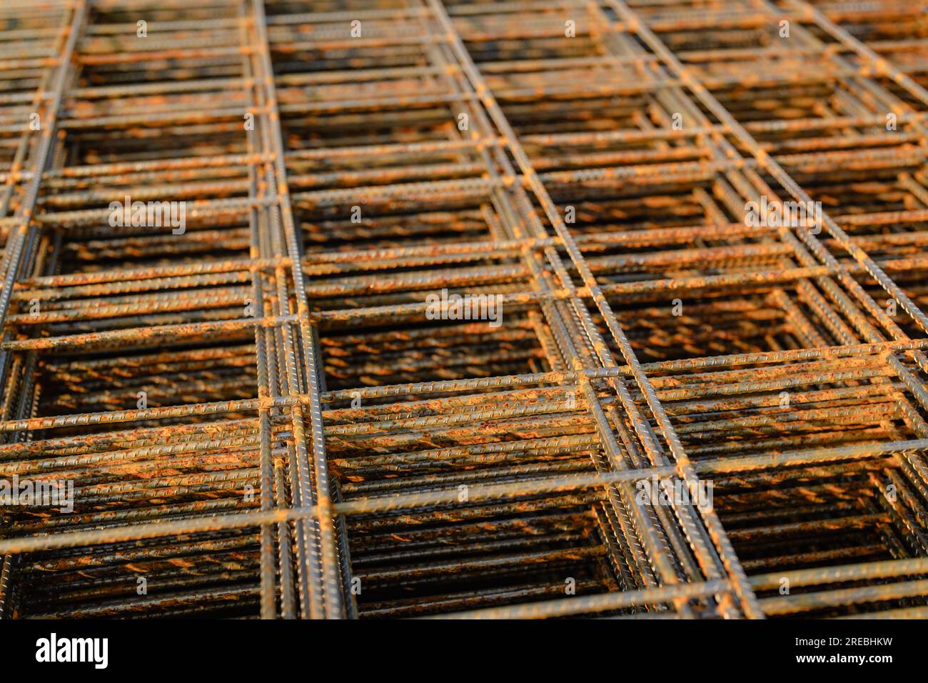 Stack of welded wire mesh, WWM, ready to be installed within a sidewalk ...