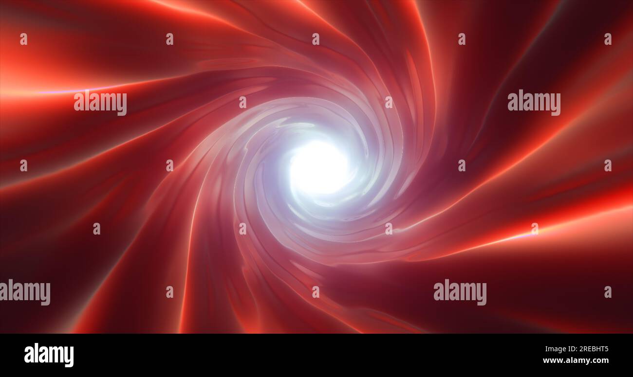 Abstract red energy tunnel twisted swirl of cosmic hyperspace magical ...