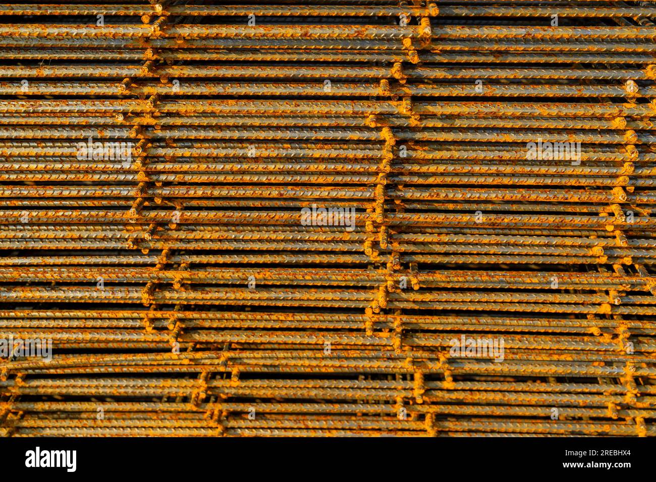 Stack of welded wire mesh, WWM, ready to be installed within a sidewalk ...