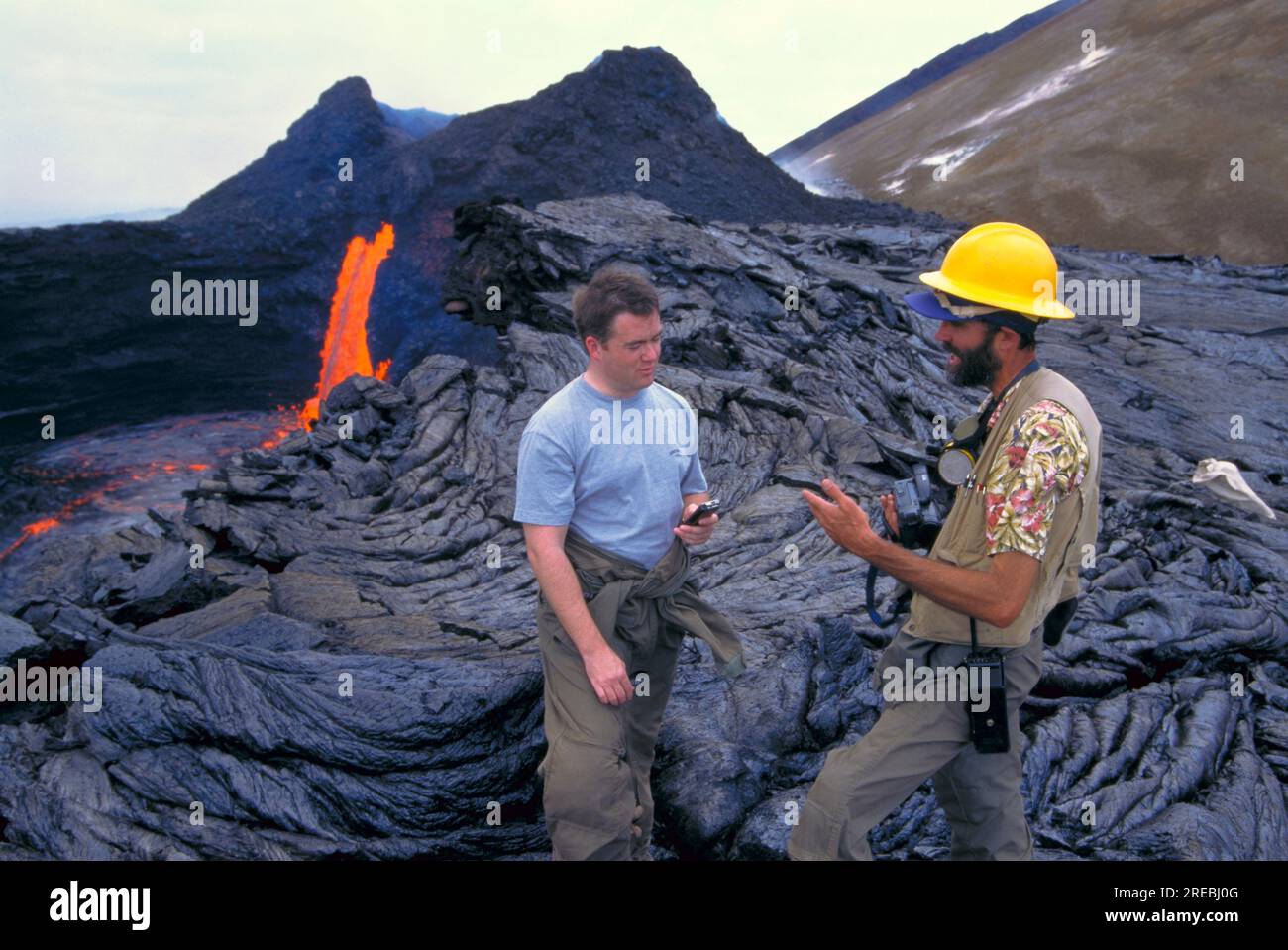 Scientists study fresh lava flow, Big Island Stock Photo - Alamy