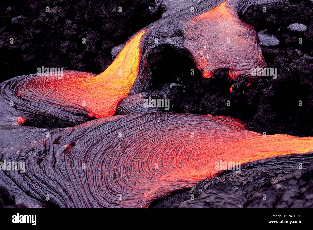 Pahoehoe Lava Flow, Puna, Big Island Hawaii Stock Photo - Alamy