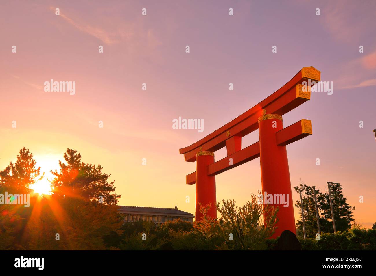The sun and the Otorii Gate at sunrise Stock Photo - Alamy