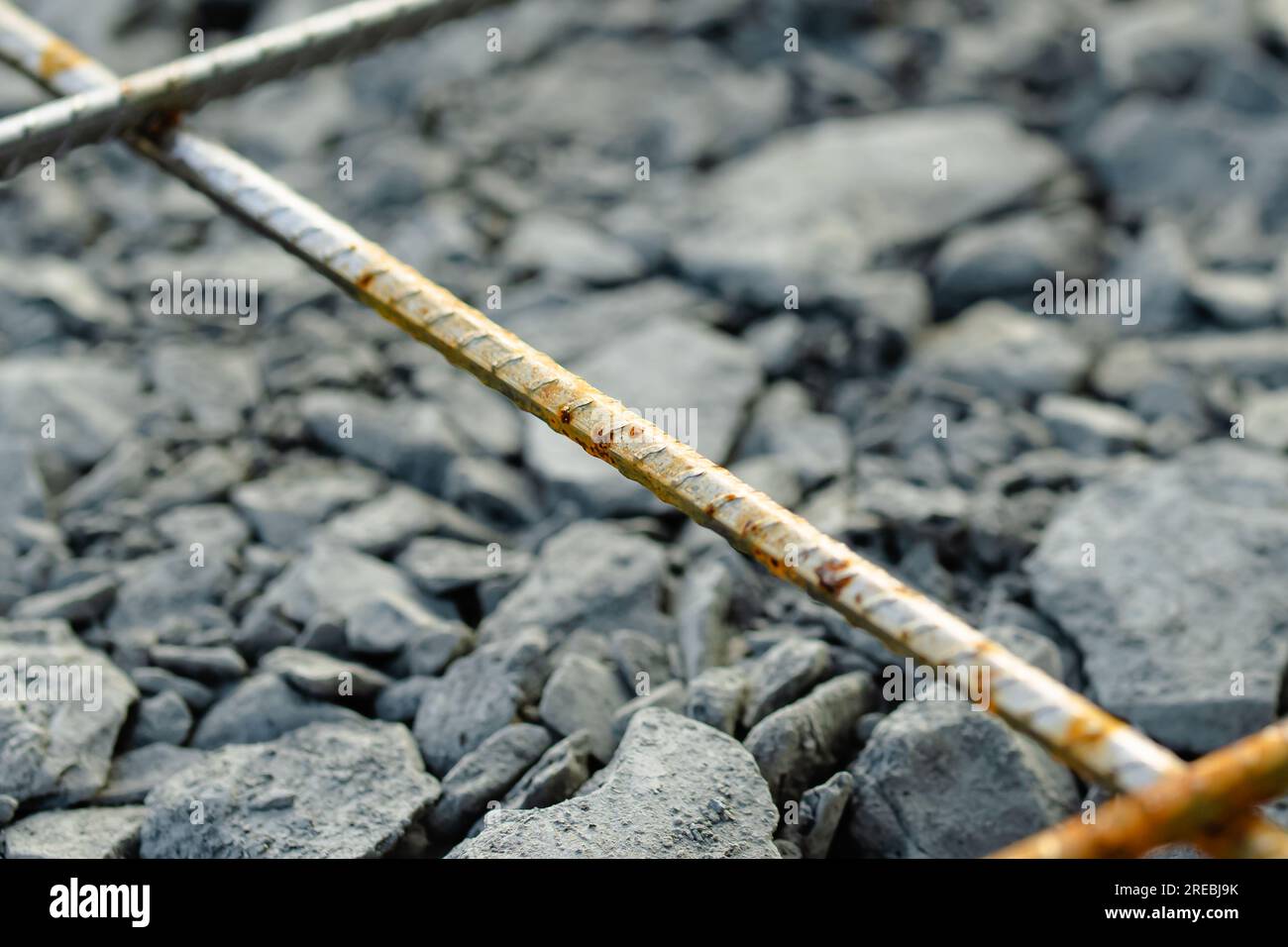 Welded wire mesh, WWM, installed within a sidewalk concrete form prior ...