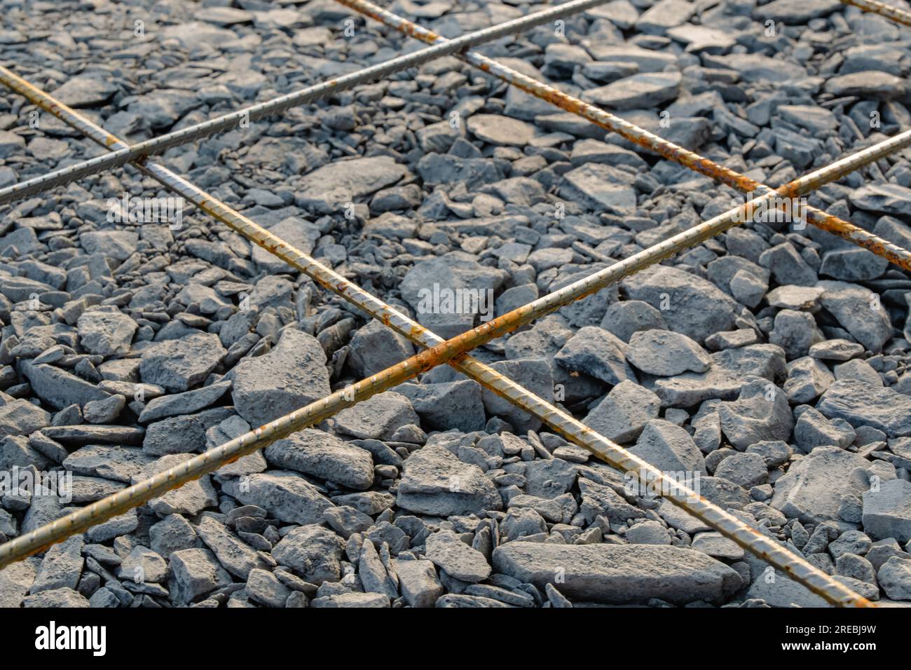 Welded wire mesh, WWM, installed within a sidewalk concrete form prior ...