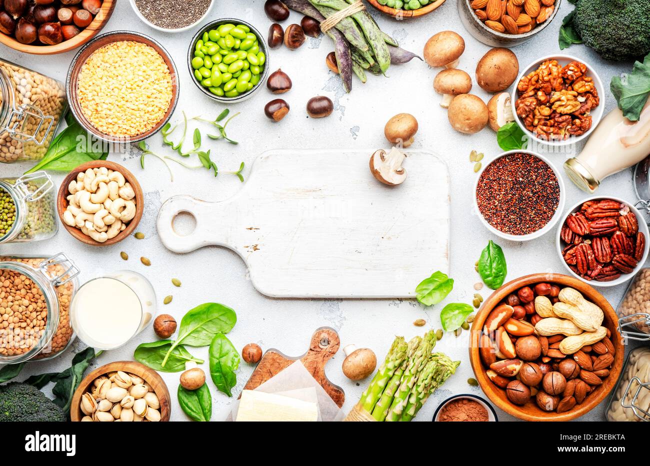 Vegan protein. Plant based vegetarian food sources. Healthy eating ...