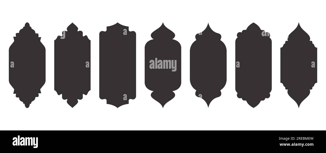 Ramadan frame shape. Islamic window and door icons set. Arabic oriental ...