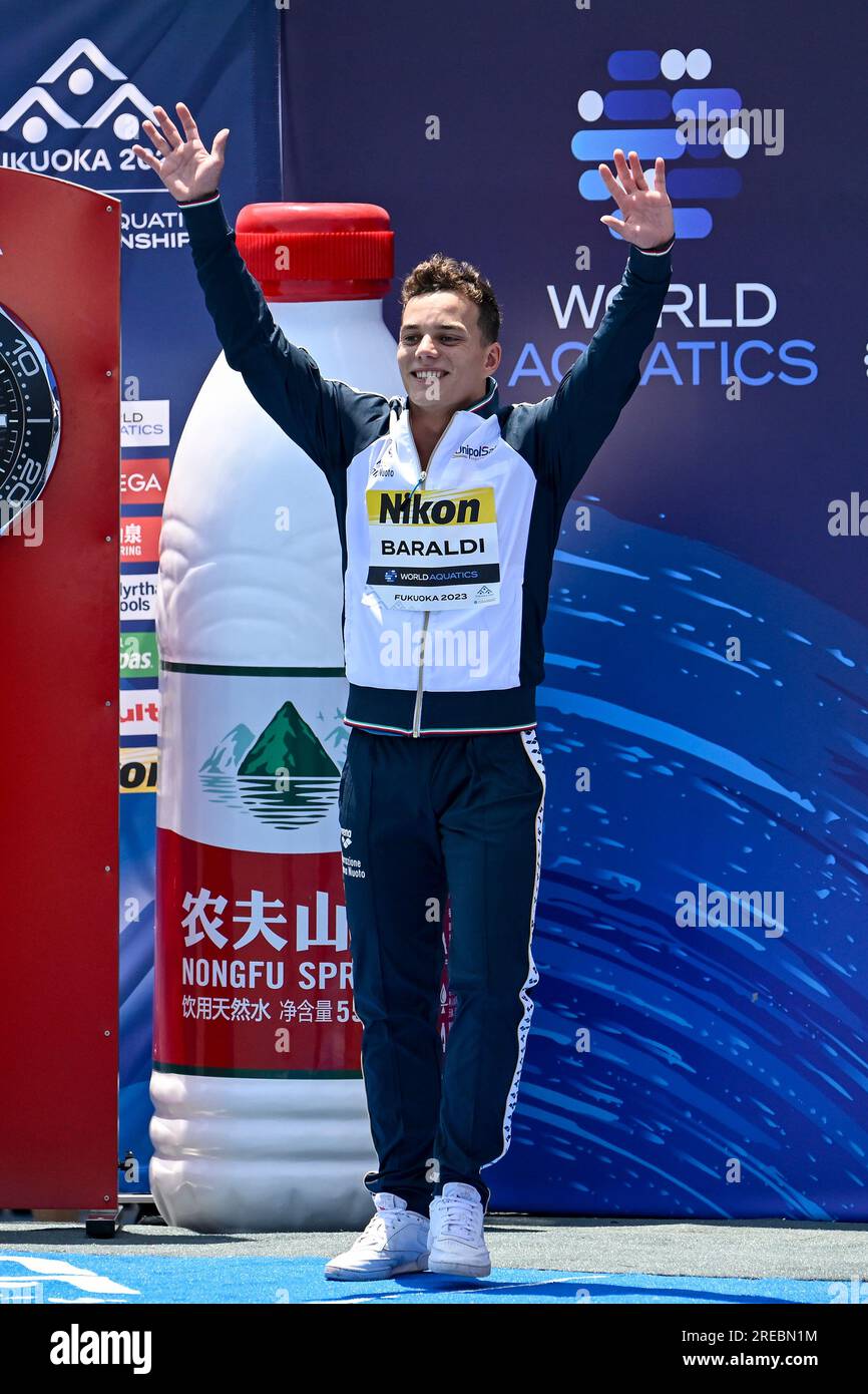 Fukuoka, Japan. 27th July, 2023. Davide Baraldi of Italy attends the ...