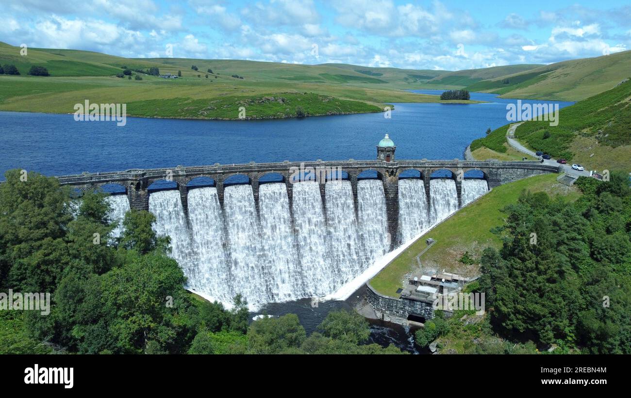 Drone view of Craig Goch Dam and reservoir, Elan Valley, Rhayader ...