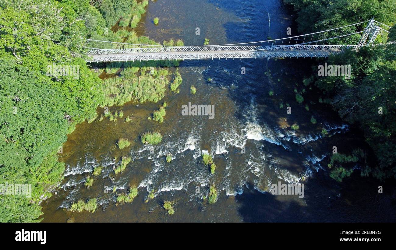 Lady Milford's Bridge, an historic suspension bridge over the River Wye ...