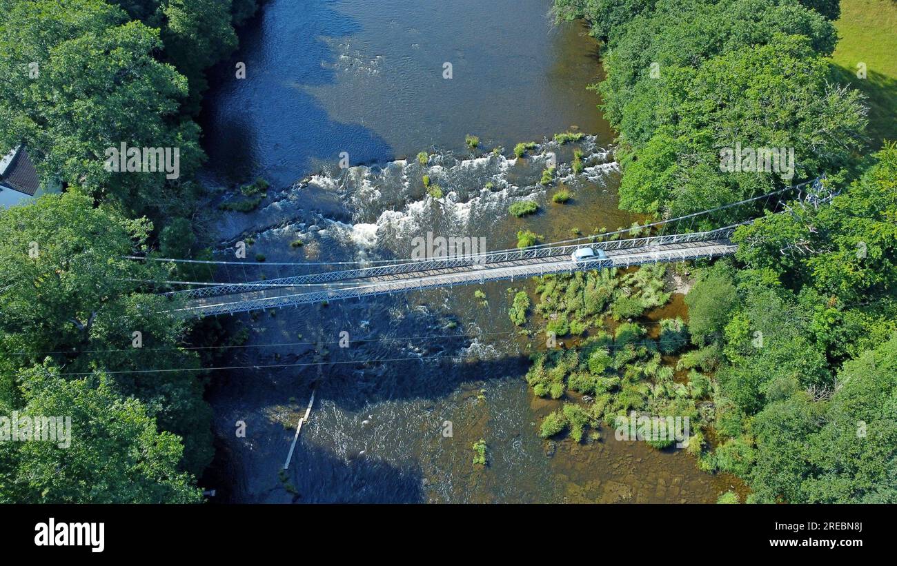 Lady Milford's Bridge, an historic suspension bridge over the River Wye ...