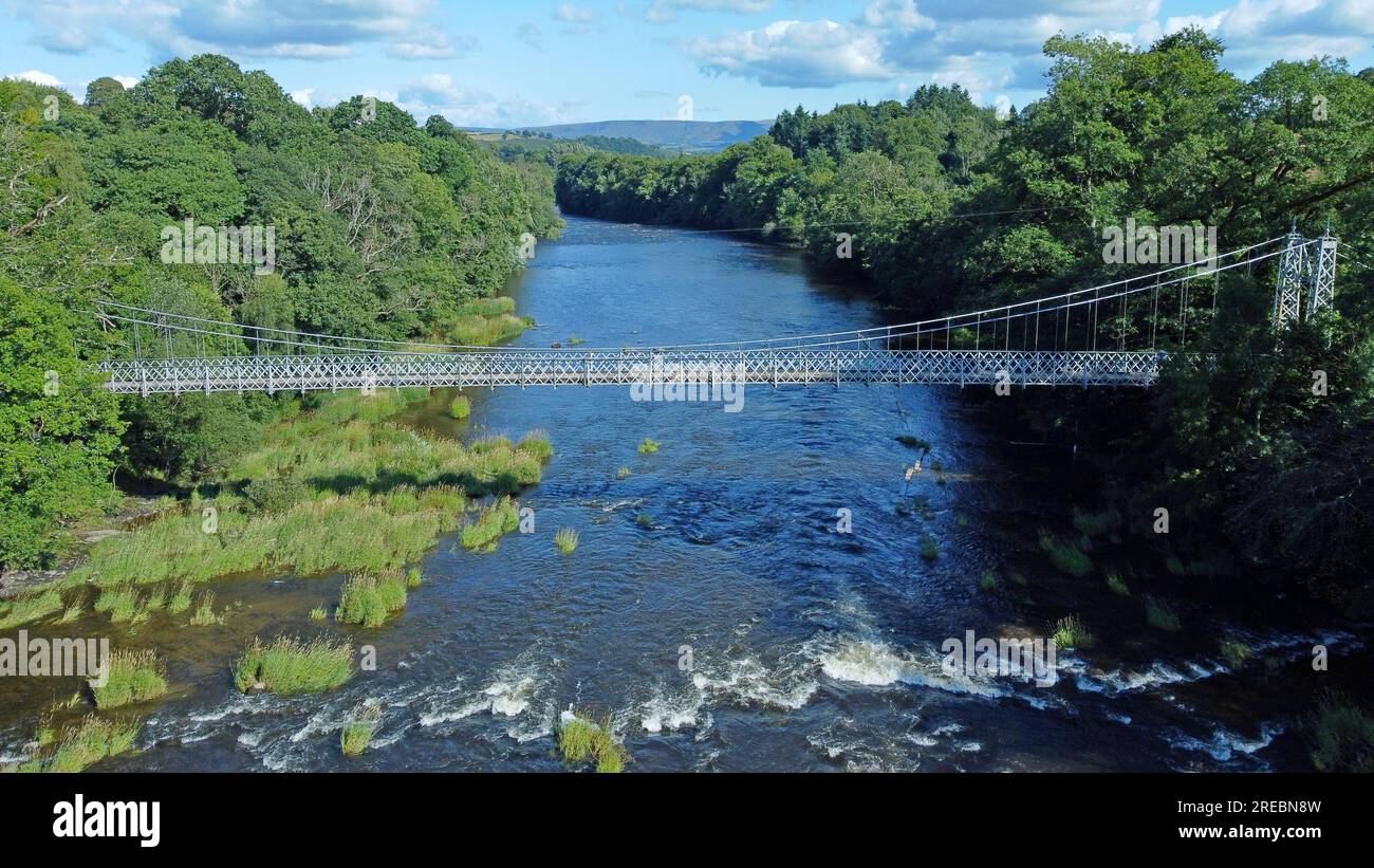 Lady Milford's Bridge, an historic suspension bridge over the River Wye ...