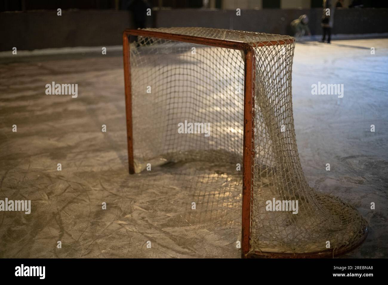 Gate on ice. Playing hockey. Gate with mesh. Winter sports Stock Photo ...