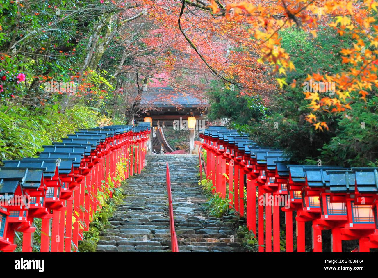 Kibune Shrine in autumn leaves Stock Photo - Alamy