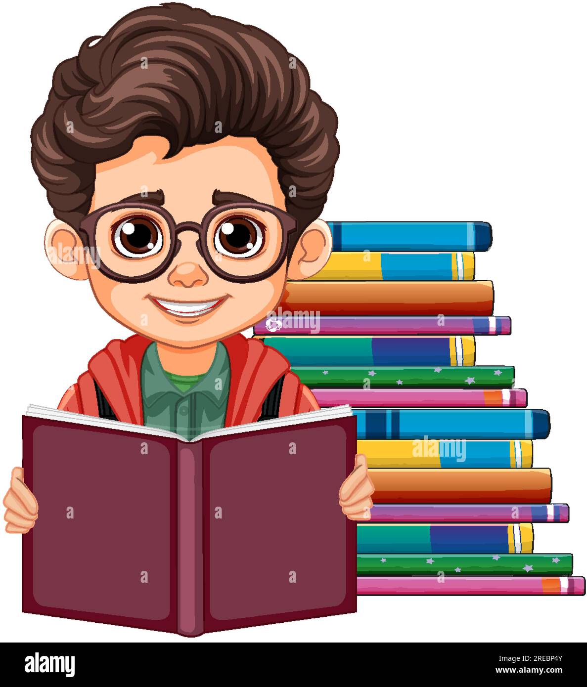 Smart Boy Reading Book illustration Stock Vector Image & Art - Alamy