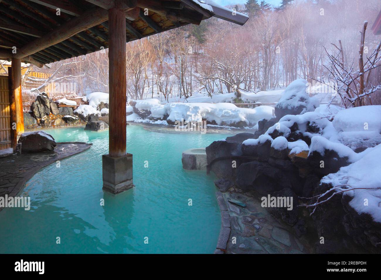 Matsukawa onsen hot springs in winter Stock Photo - Alamy