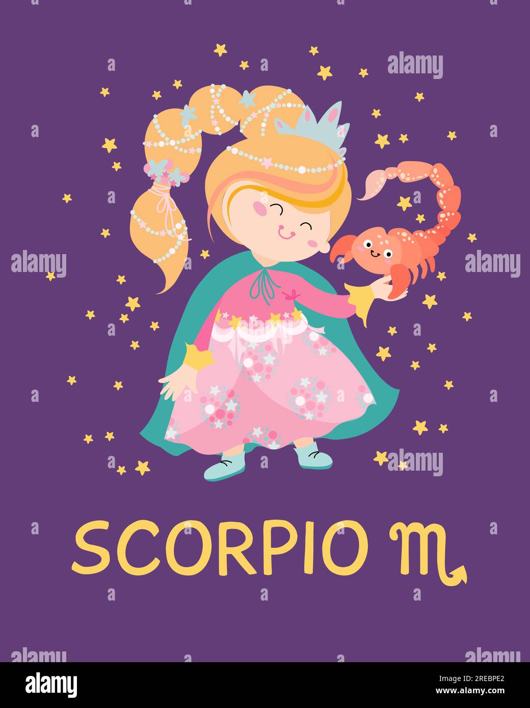 Cute sign zodiac poster flat. Vector illustration with astrological ...