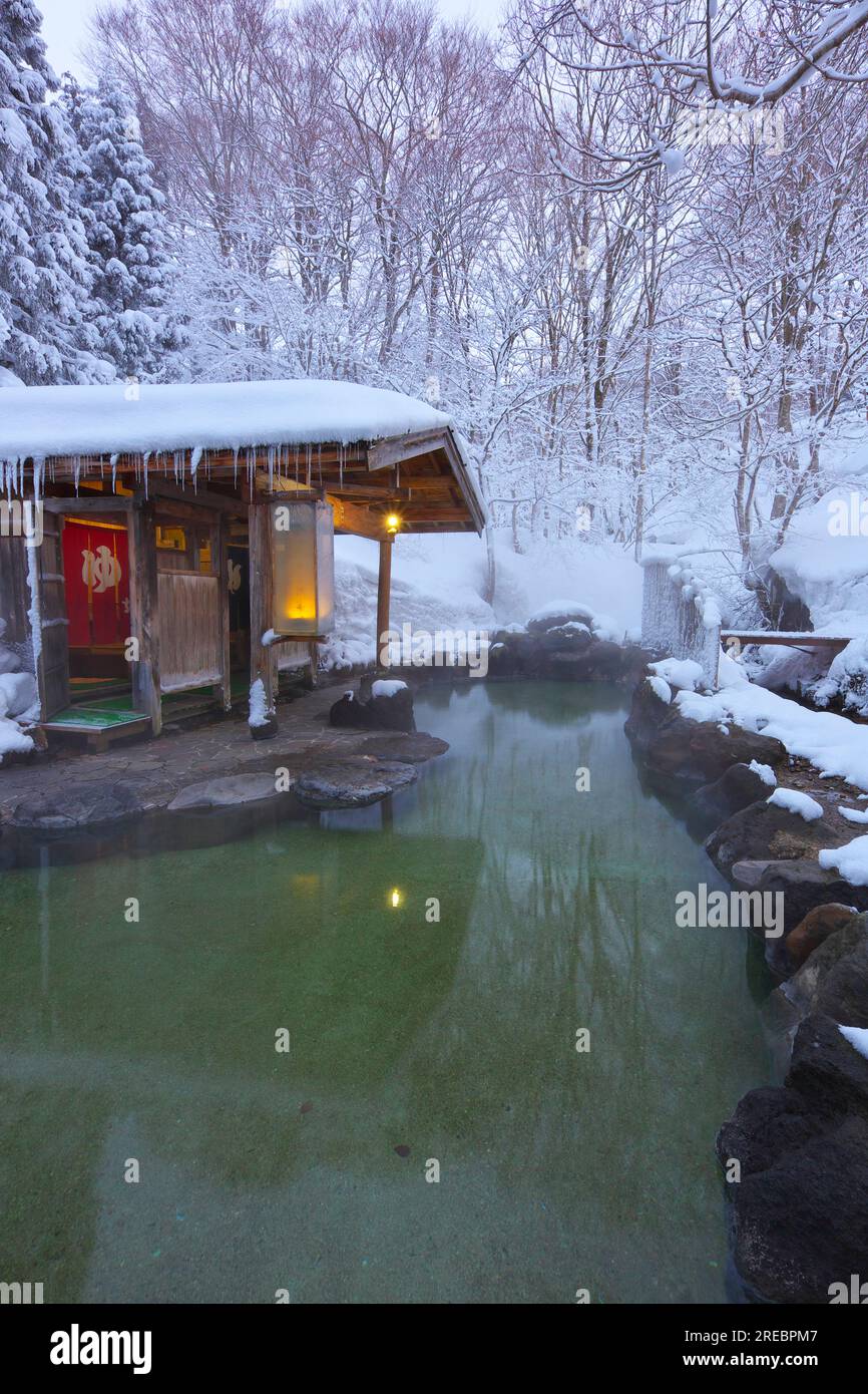 Ganiba Onsen hot spring in winter Stock Photo - Alamy