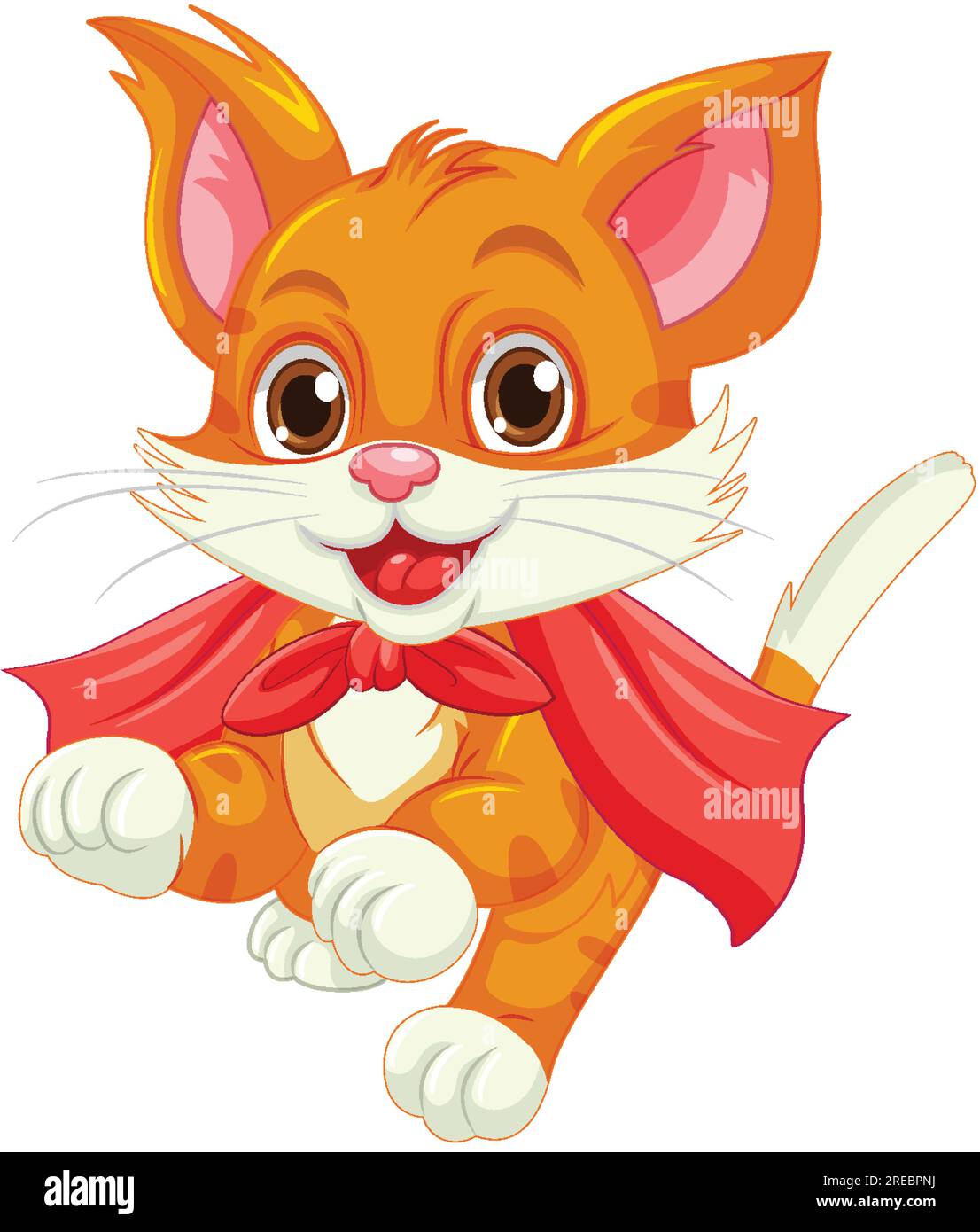 A cheerful cartoon illustration of a cat dressed as a superhero Stock ...