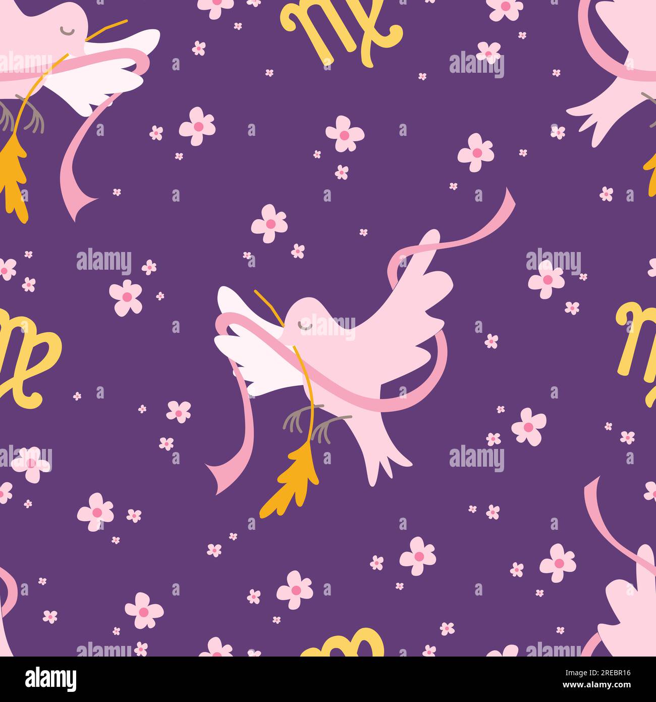 Cute signs zodiac pattern flat. Virgo. Hand drawn trendy Vector ...