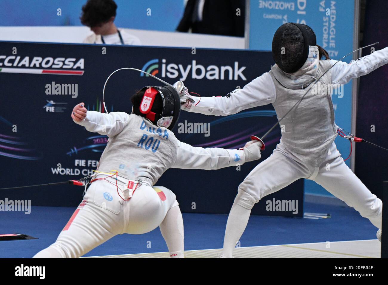 Sera Azuma of Japan (R) fights against Dinca Andreea of Romania during ...