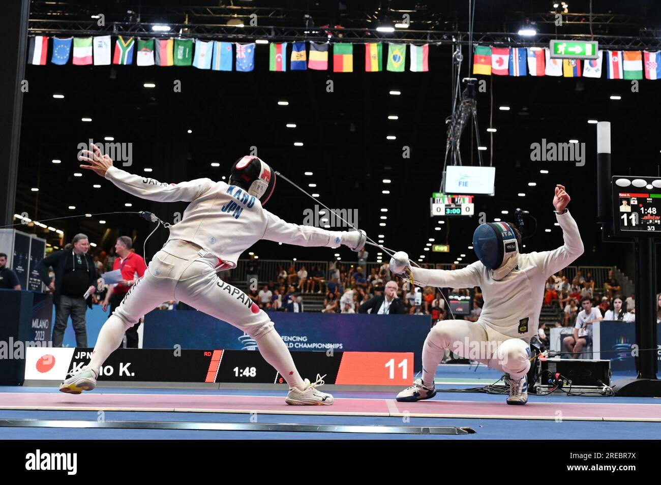 Koki Kano of Japan (L) fights against Valerio Cuomo of Italy during the ...