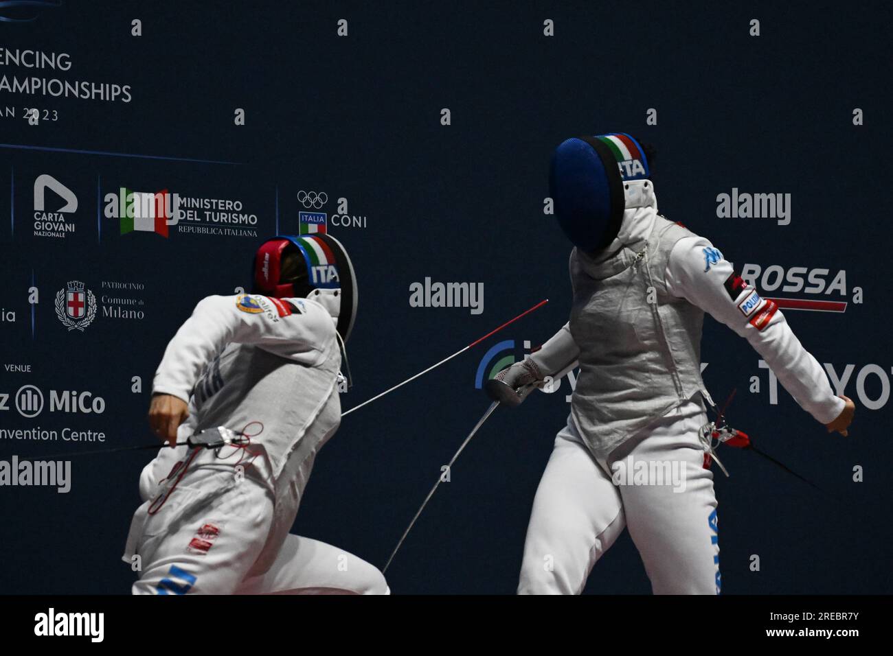 Alice Volpi of Italy (R) fights against Arianna Errigo of Italy during ...