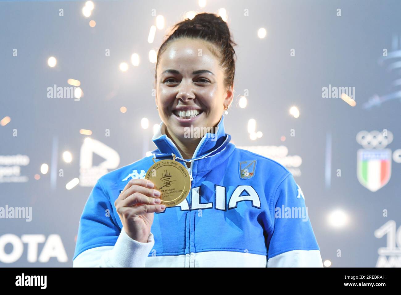 Champion Alice Volpi of Italy celebrates during the 2023 FIE Fencing ...