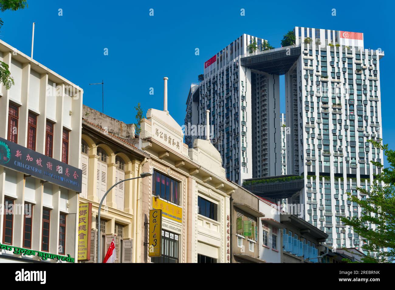 Traditional houses in Cantonment Road, Chinatown, Singapore; large The ...