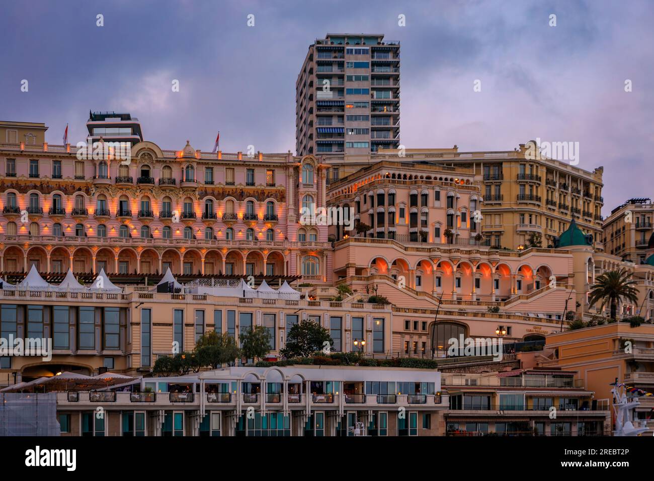 Monte Carlo cityscape with luxury apartment buildings by the port of ...