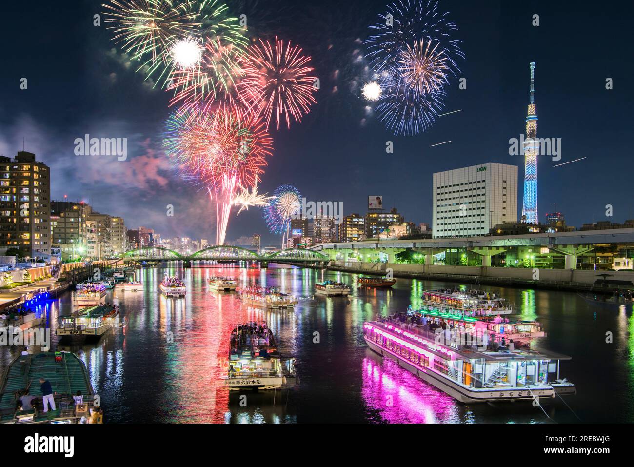 Fireworks display on the Sumida River Stock Photo - Alamy