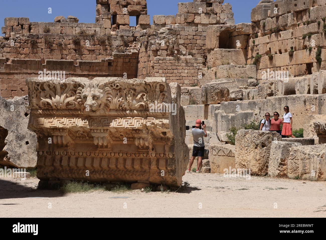 Beirut, Lebanon. 26th July, 2023. Tourists visit the Baalbek temple ...