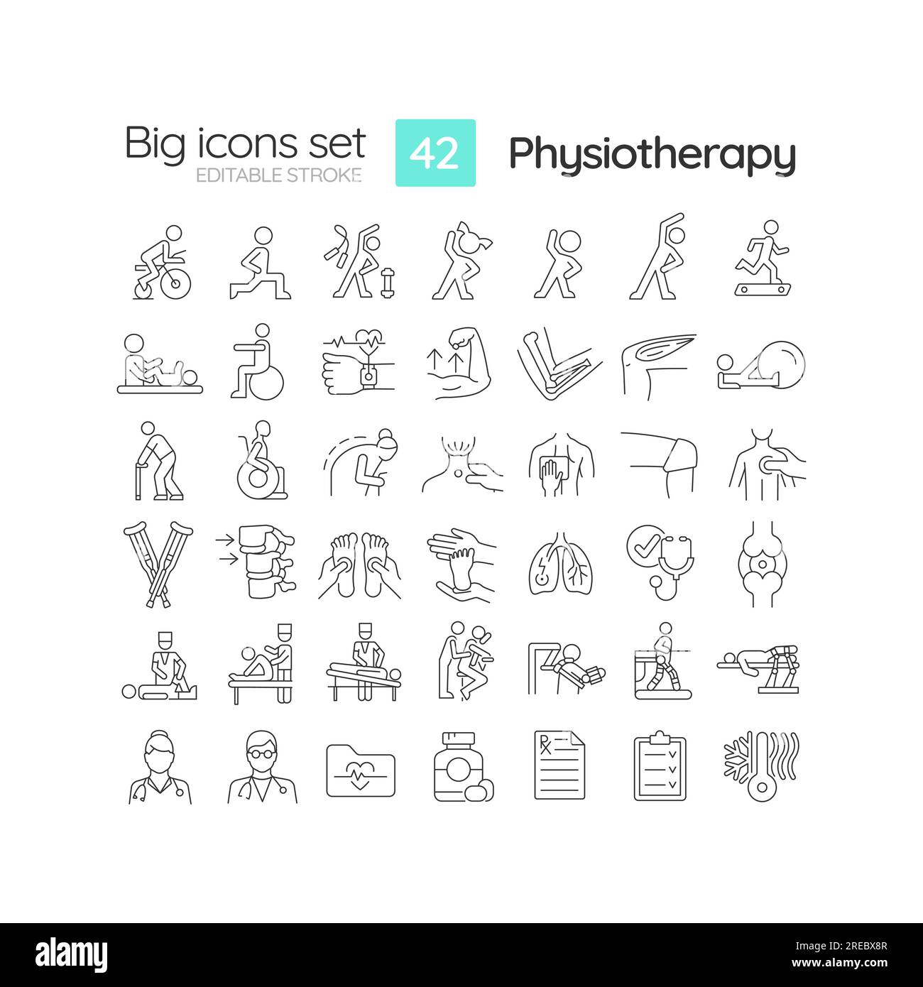 Physiotherapy linear icons set Stock Vector Image & Art - Alamy